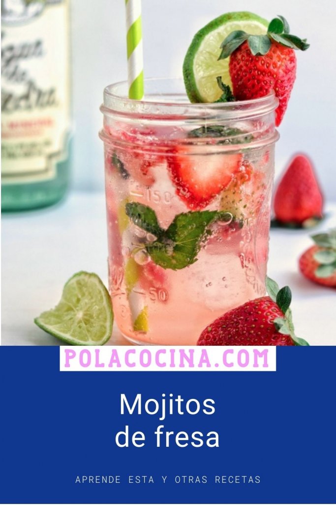 Mojitos de fresa con ron blanco, bebida refrescante
