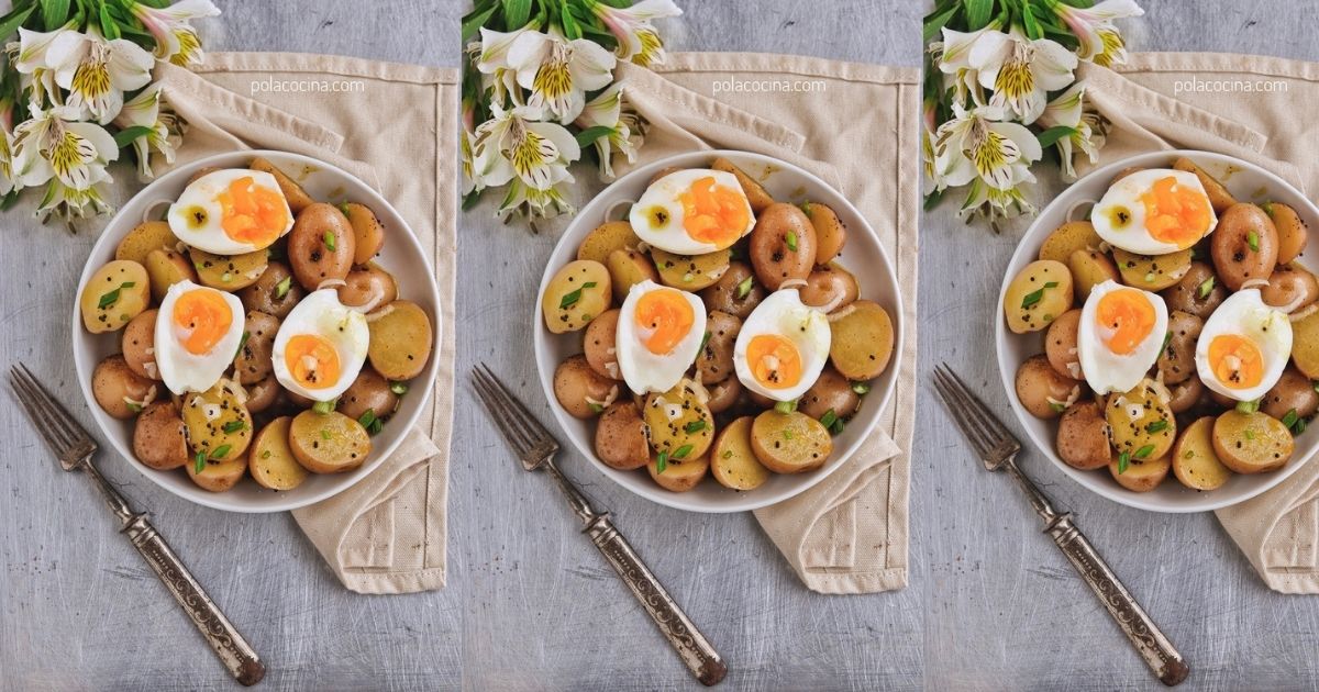 Ensalada fría de papas a la mostaza con huevos duros