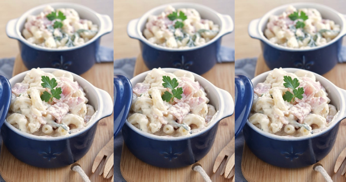 Coditos a la crema con jamón receta fácil de pasta