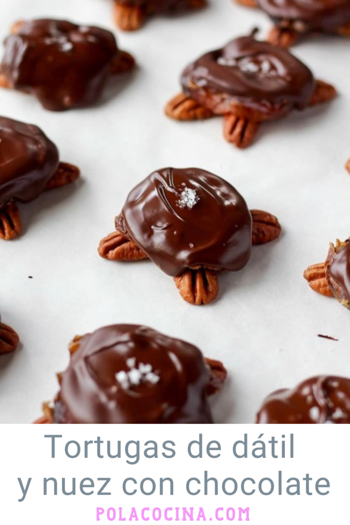 Tortugas de dátil y nuez con chocolate